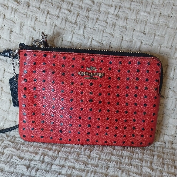 Coach | Bags | Coach Red Polka Dot Wristlet | Poshmark
